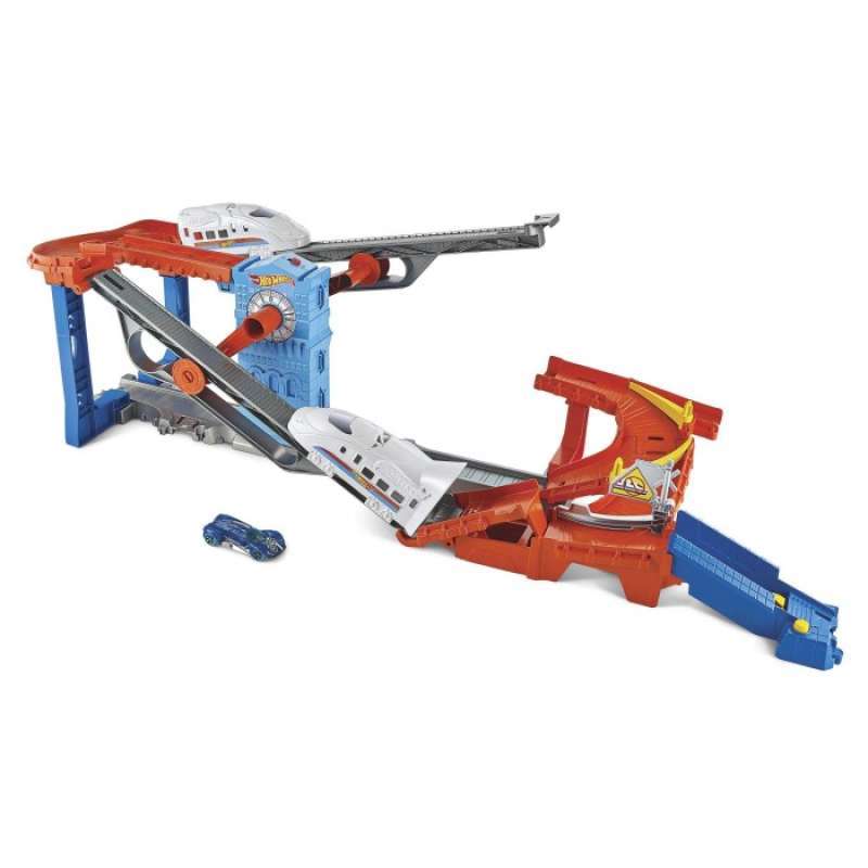 Promo Hot Wheels City Stunt Train Express with Stunting Trains for Kids ...