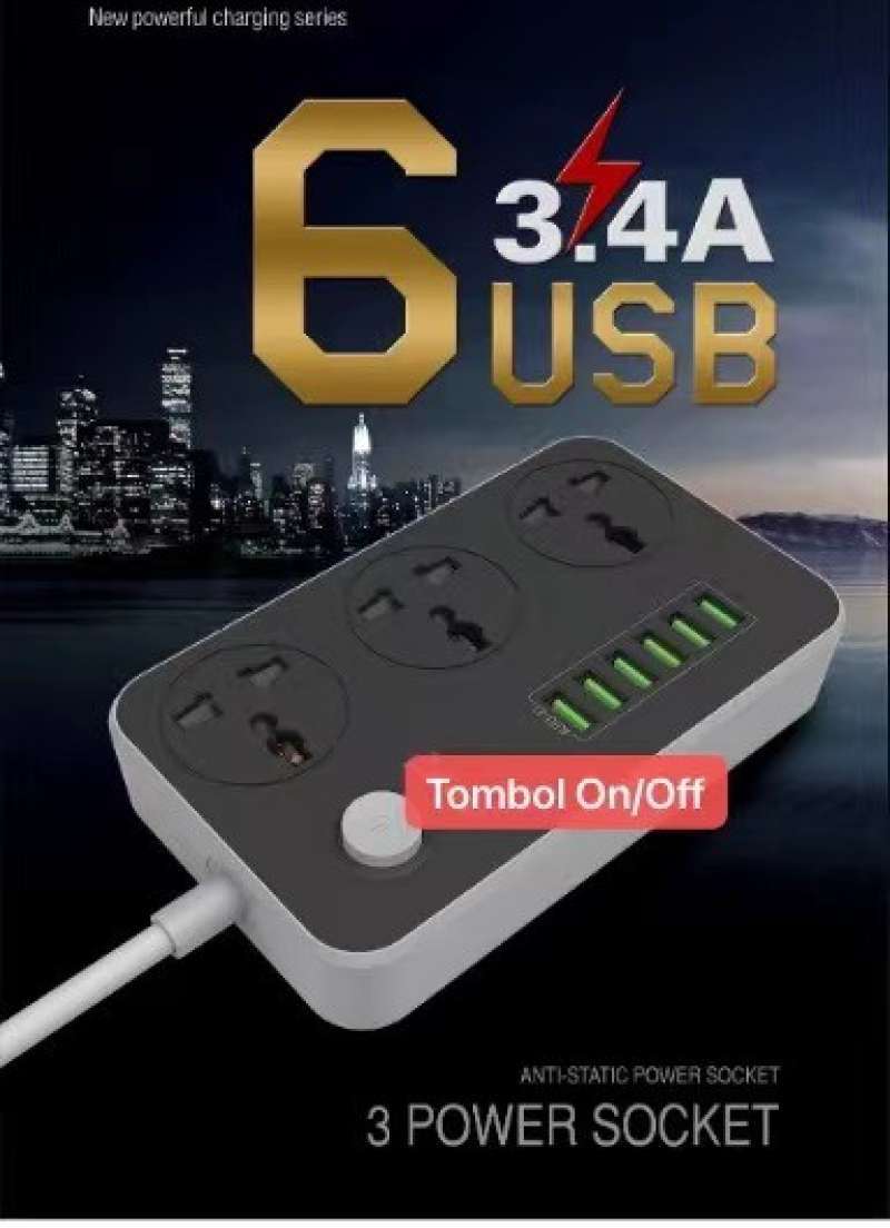 Promo Stop Kontak Power Socket Charger Desktop Adapter Listrik ...