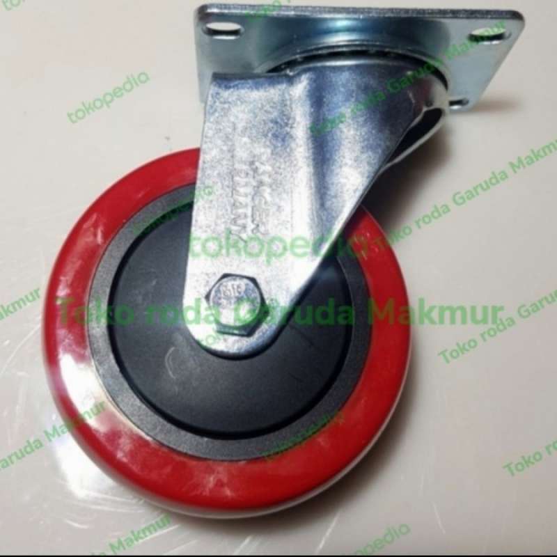 Promo roda pu merah ranger germany 4inch hidup Diskon 23% di Seller ...