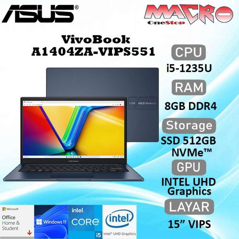 Jual ASUS VivoBook A1404ZA-VIPS551/VIPS553 i5-1235U 8GB SSD 512GB 14 ...