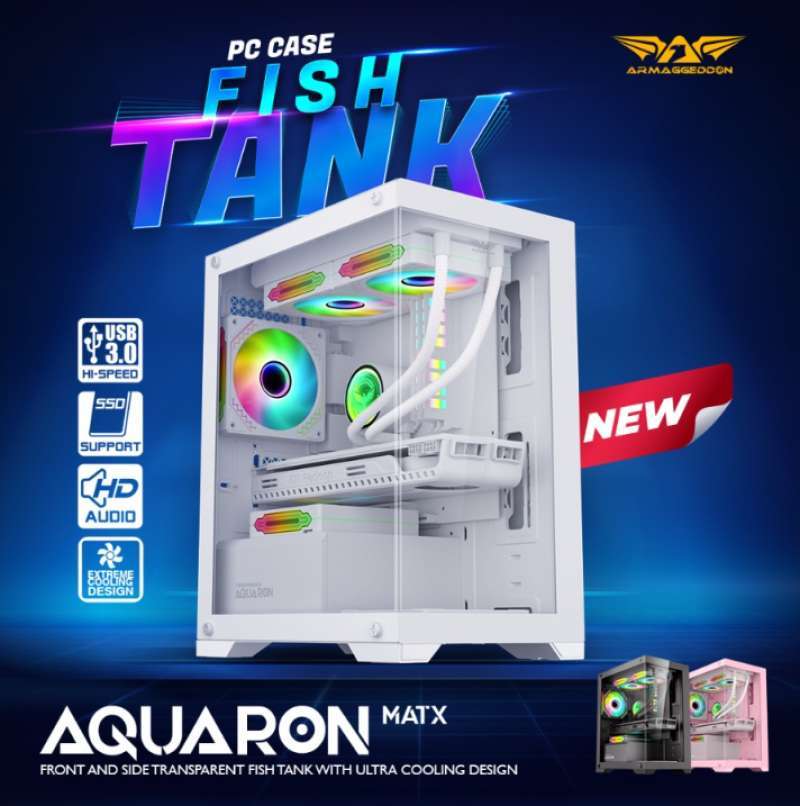 Jual Casing Gaming Armaggeddon Aquaron Front Side Transparent FishTank ...