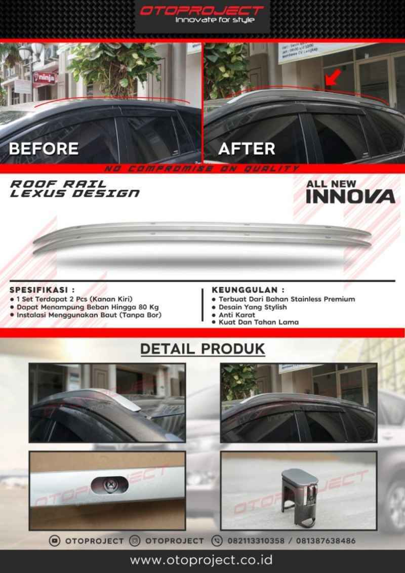 Jual Roof Rail Aluminium All New Toyota Innova Reborn 2015 Up Design ...