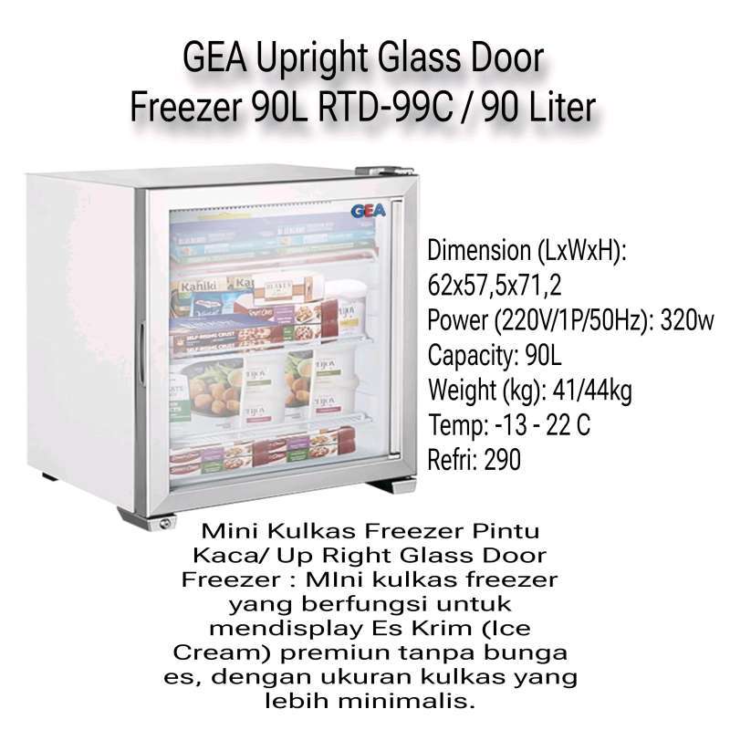 Jual Up Right Glass Door Freezer Rtd-99c / Rtd 99c / Freezer Mini ...
