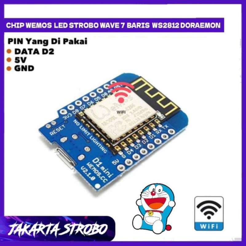 Promo Wemos + Program Animasi Doraemon Led Strobo Wave 7 Baris Ws2812 ...