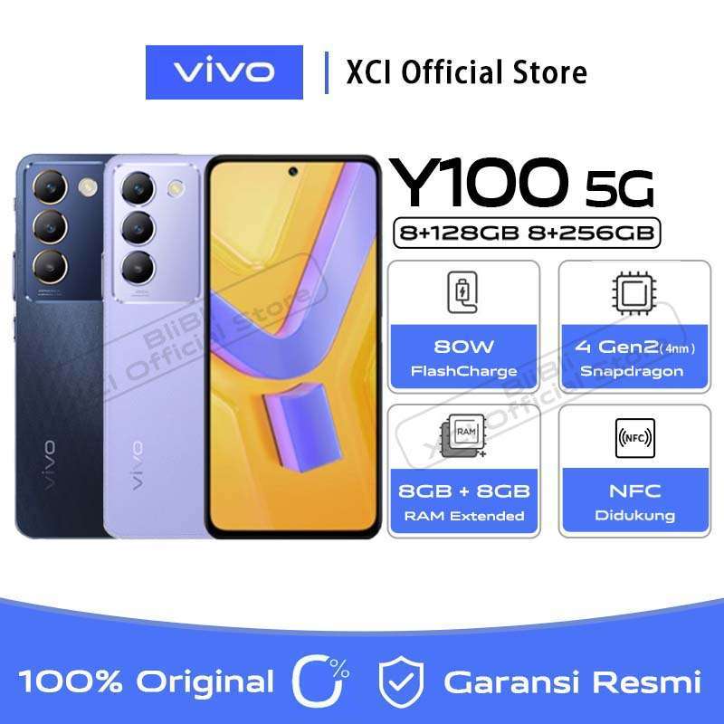 Jual Vivo Y100 5G 8 256GB NFC 80W FlashCharge Snapdragon 4 Gen2 VIVO Y100 5G Terbaru 2023