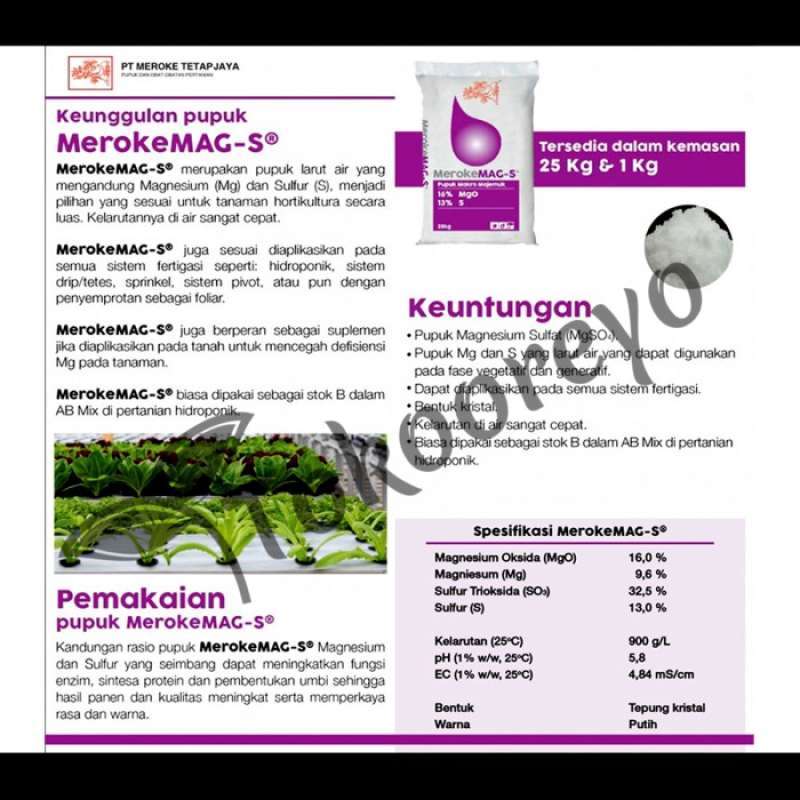 Promo PUPUK MEROKE MAG-S 25 KG KEMASAN PABRIK VIA CARGO Diskon 23% di ...
