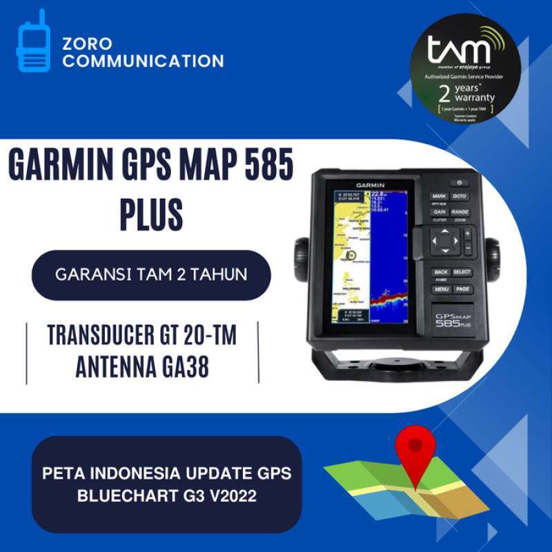 Promo Garmin Gps Map 585 Plus + Transducer GT 20-TM - Peta Laut Garansi ...