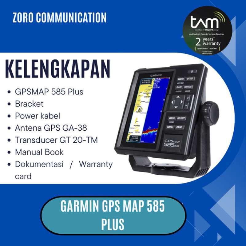 Promo Garmin Gps Map 585 Plus + Transducer GT 20-TM - Peta Laut Garansi ...