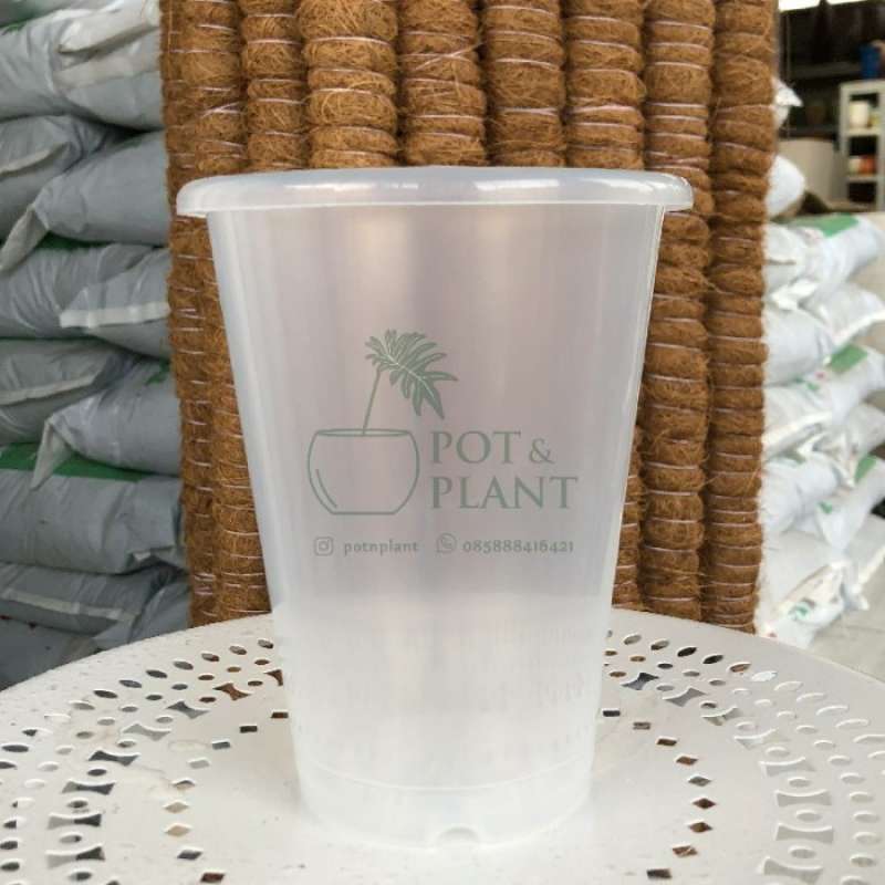 Promo (1/2 LUSIN) Pot Plastik NKT Tower 12 Bening Transparan Tinggi ...