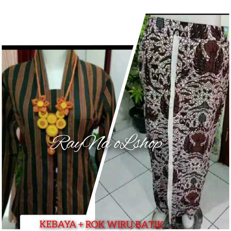 Promo Setelan Baju Lurik Jawa Wanita | Kebaya Lurik Kutubaru + Rok ...