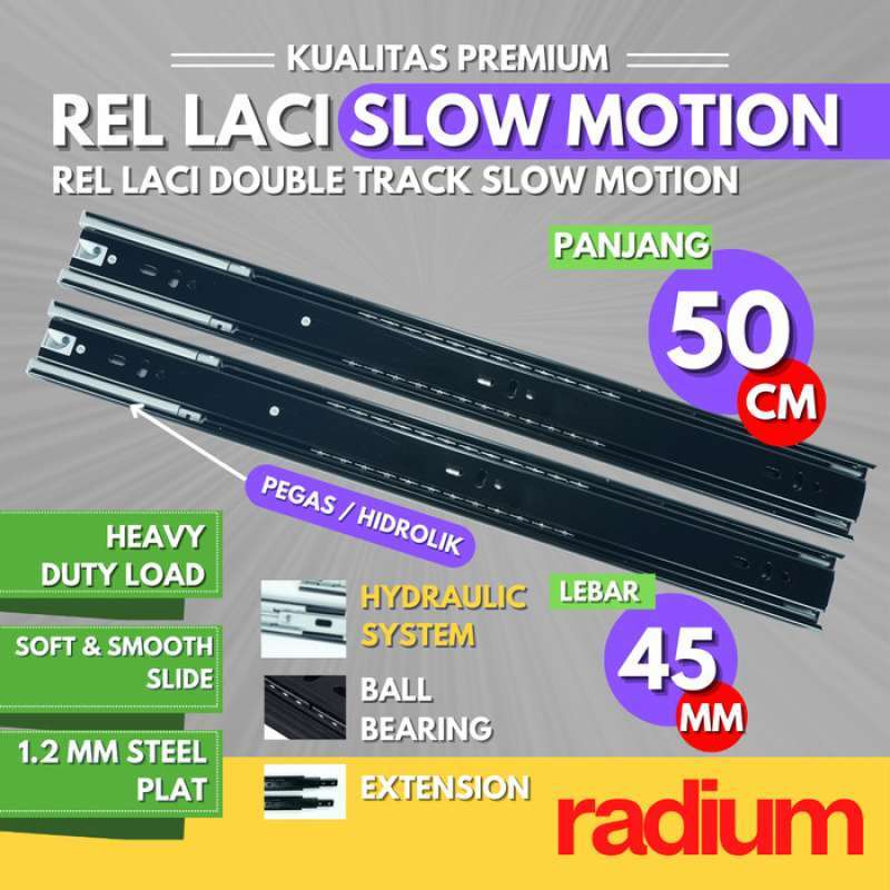 Promo Rel Laci Slow Motion 50 cm Radium Double Track Full Extension ...