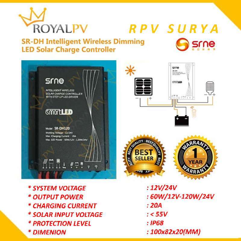 Promo SRNE Solar Charge Controller All In One SR-DH Auto 12V/24V PJU ...