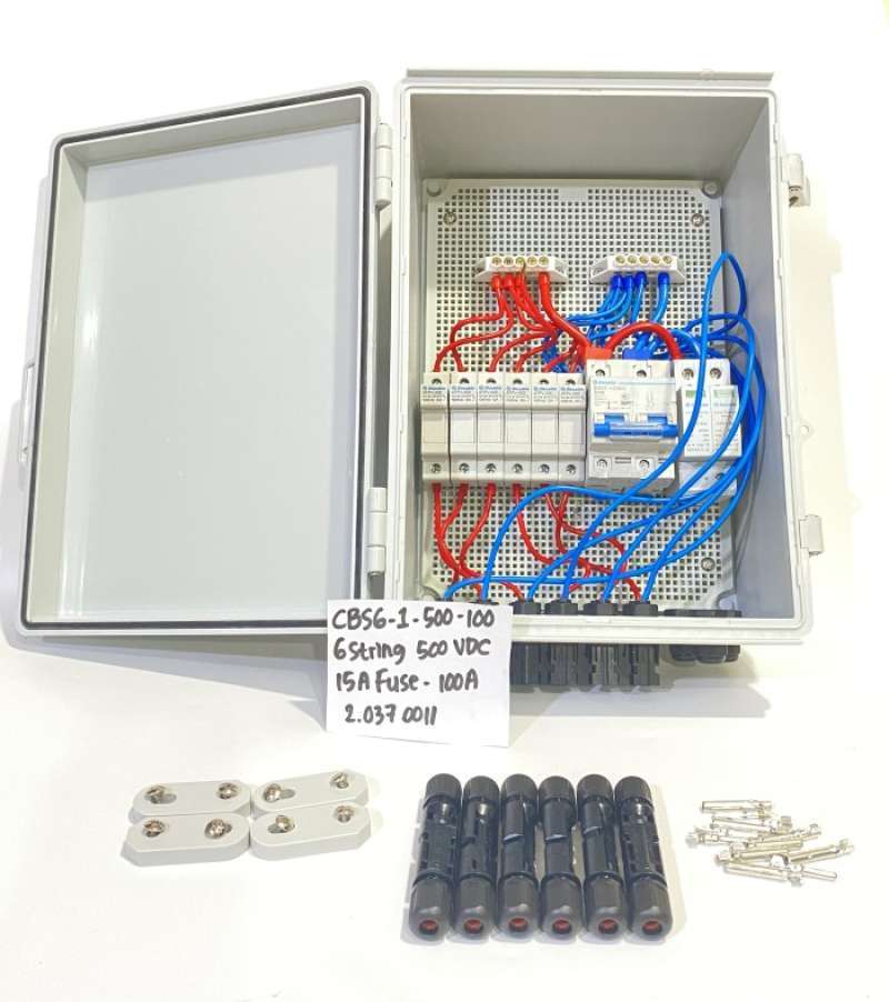 Promo Slocable PV Combiner Box 6 Strings 500V DC 15A Fuse Surge ...