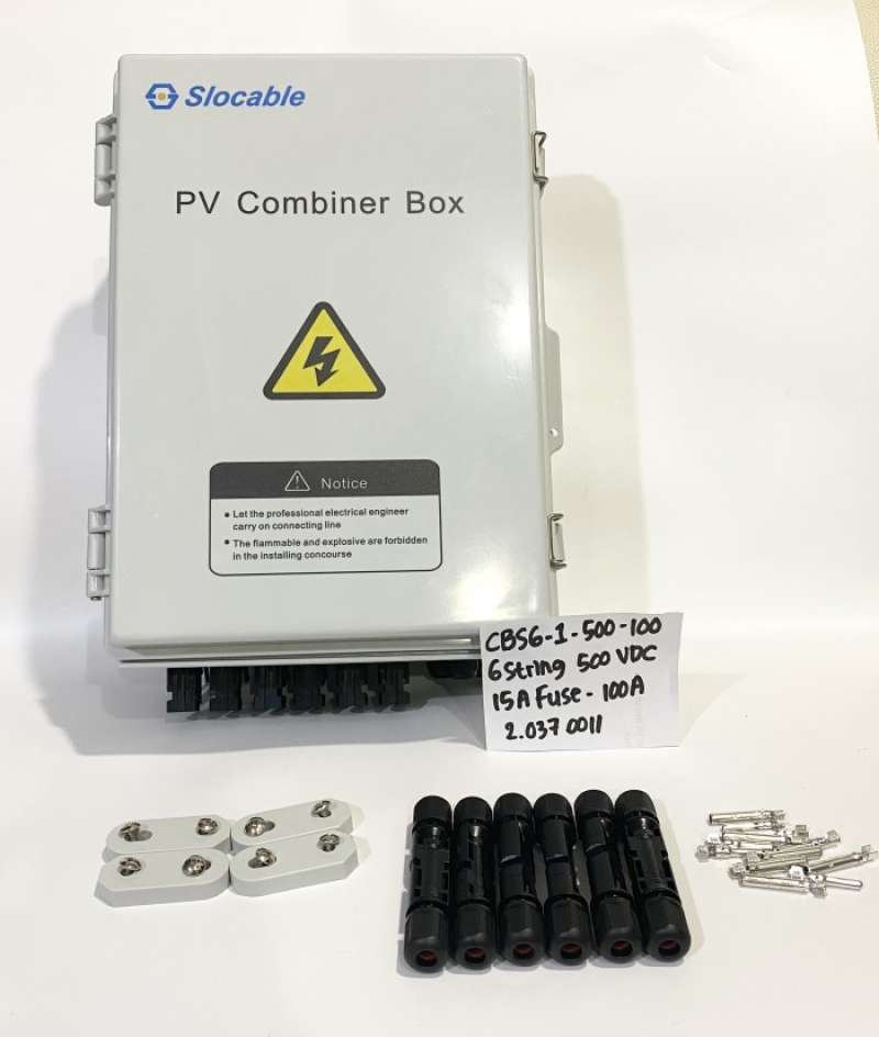 Promo Slocable PV Combiner Box 6 Strings 500V DC 15A Fuse Surge ...