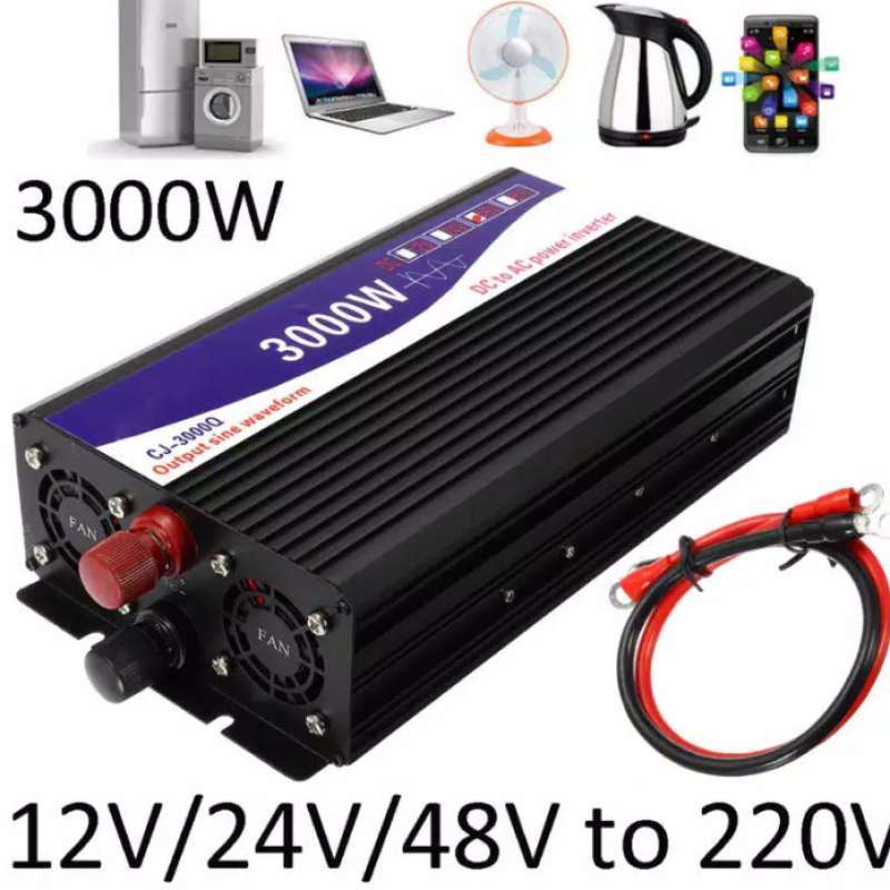 Promo Power Inverter 3000 Watt DC 12 Volt to AC 220 V Pure Sine Wave ...