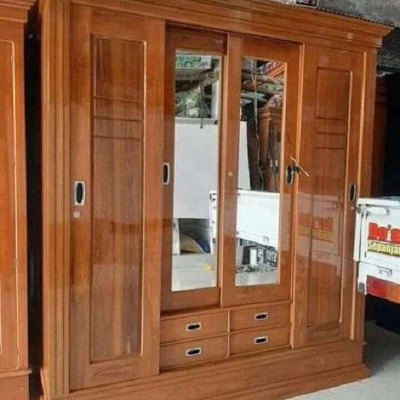 Jual Almari Pakaian Kayu Jati 3 Pintu Lemari Pakaian Minimalis Di ...