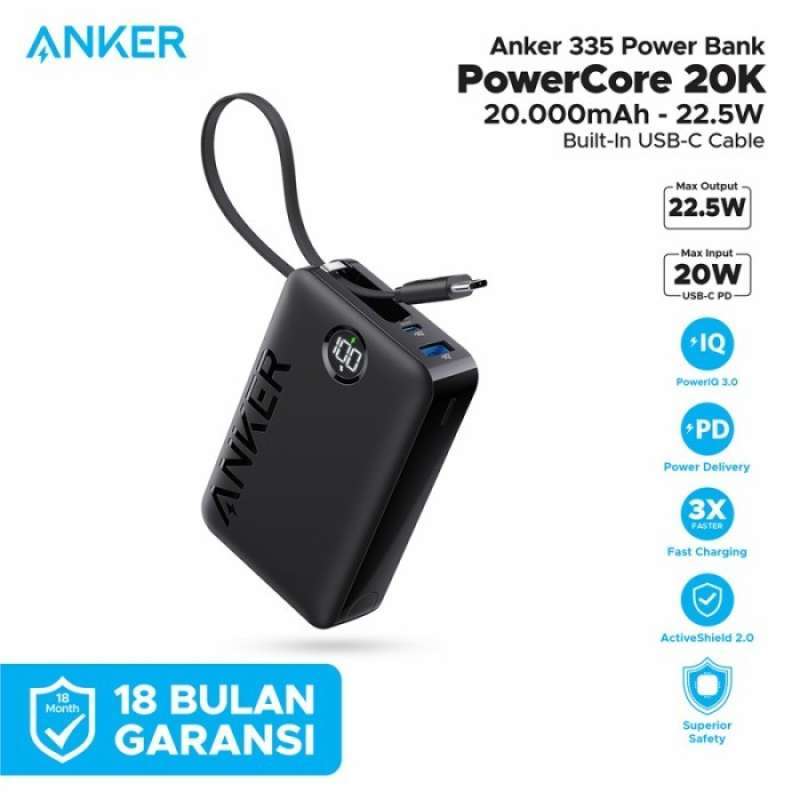 Jual Anker 335 Powercore 20000mah 22.5w, Built-in Usb-c Cable A1647h11 ...