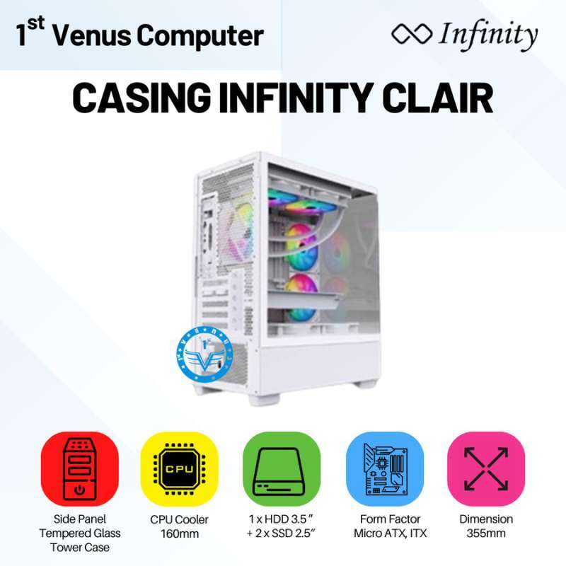 Jual Casing PC Infinity Clair Gaming Case - White / CASE06-INF di ...