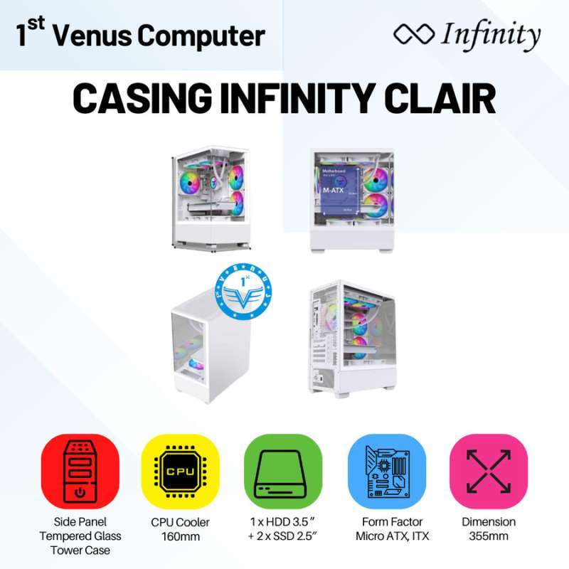 Jual Casing PC Infinity Clair Gaming Case - White / CASE06-INF di ...