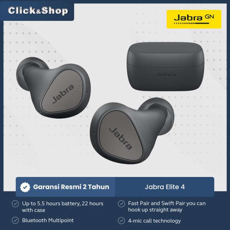 Promo Jabra Elite 4 True Wireless Earbuds ANC Bluetooth Multipoint Diskon 23% di Seller ...