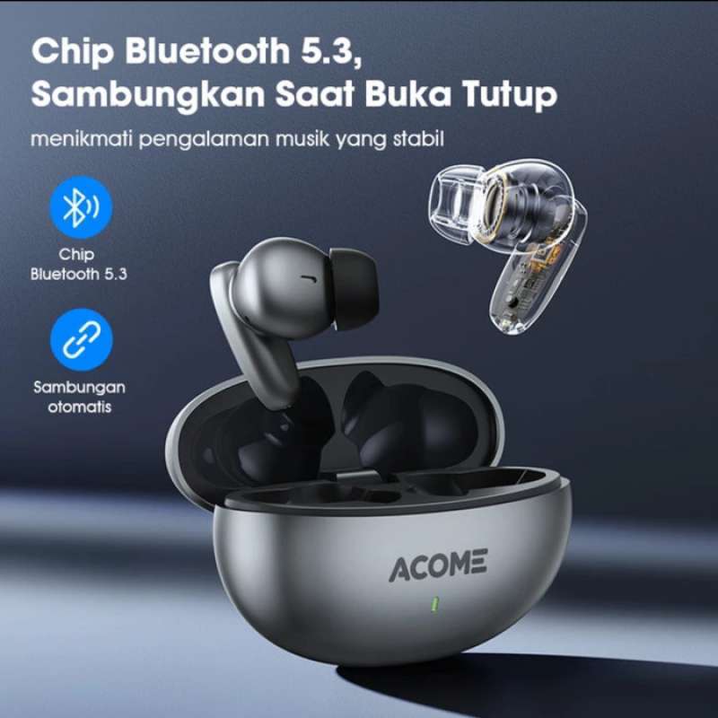 Promo ACOME TWS Bluetooth 5.1 ENC earpods earbuds Waterproof T8 Garansi ...