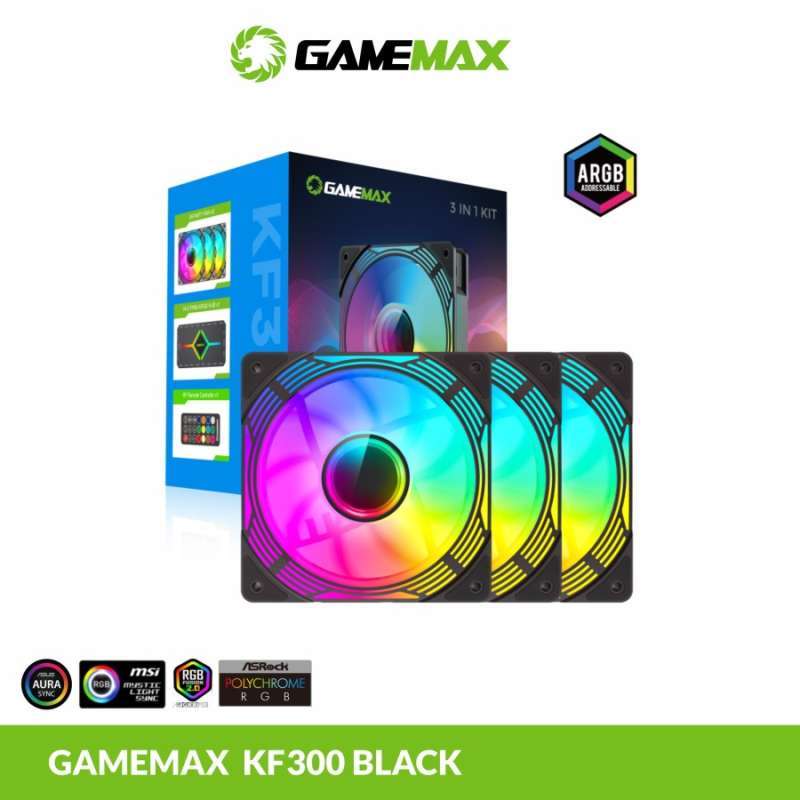 Jual Gamemax KF300 3Fan Casing 12Cm PWM ARGB With Remote Controller di ...