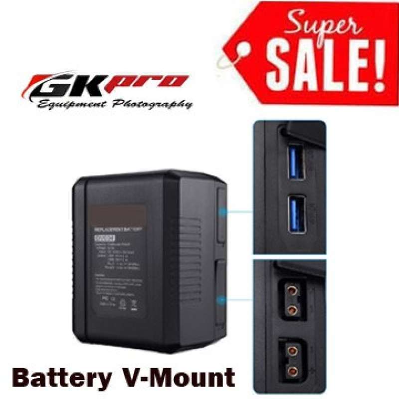 Promo GKpro V-Mount Battery DV004 With two D-tap / Usb ports + Kabel D ...