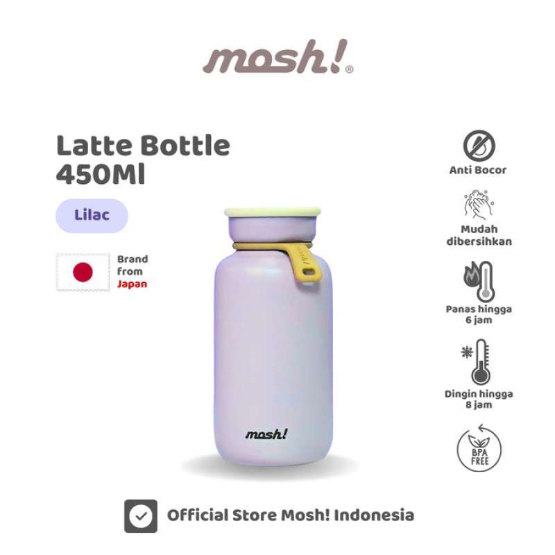 Promo MOSH BOTTLE LATTE TUMBLER - BOTOL MINUM TERMOS STAINLESS 450ML - LILAC -LORENA Diskon 50% ...