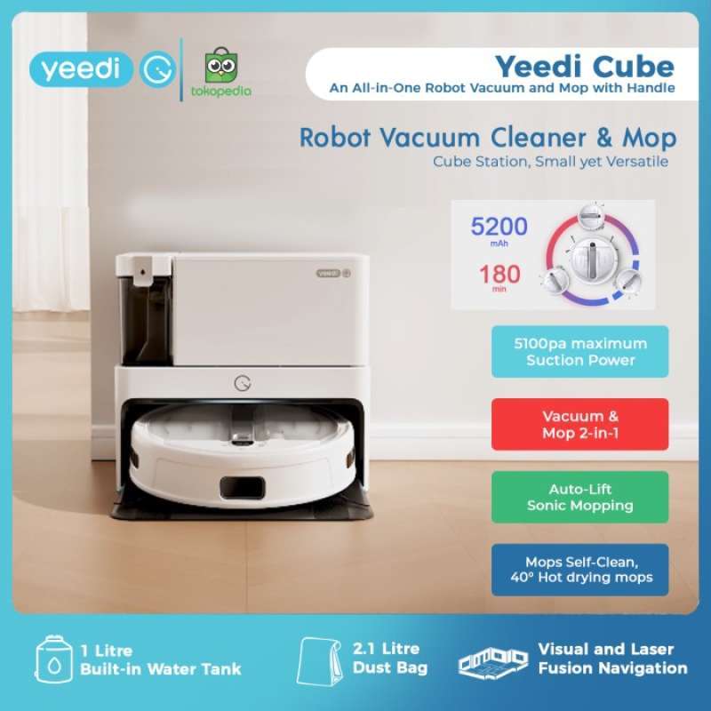 Promo Yeedi Cube Robot Vacuum Cleaner Mop With Self Emptying Washing Station Diskon 23% di ...