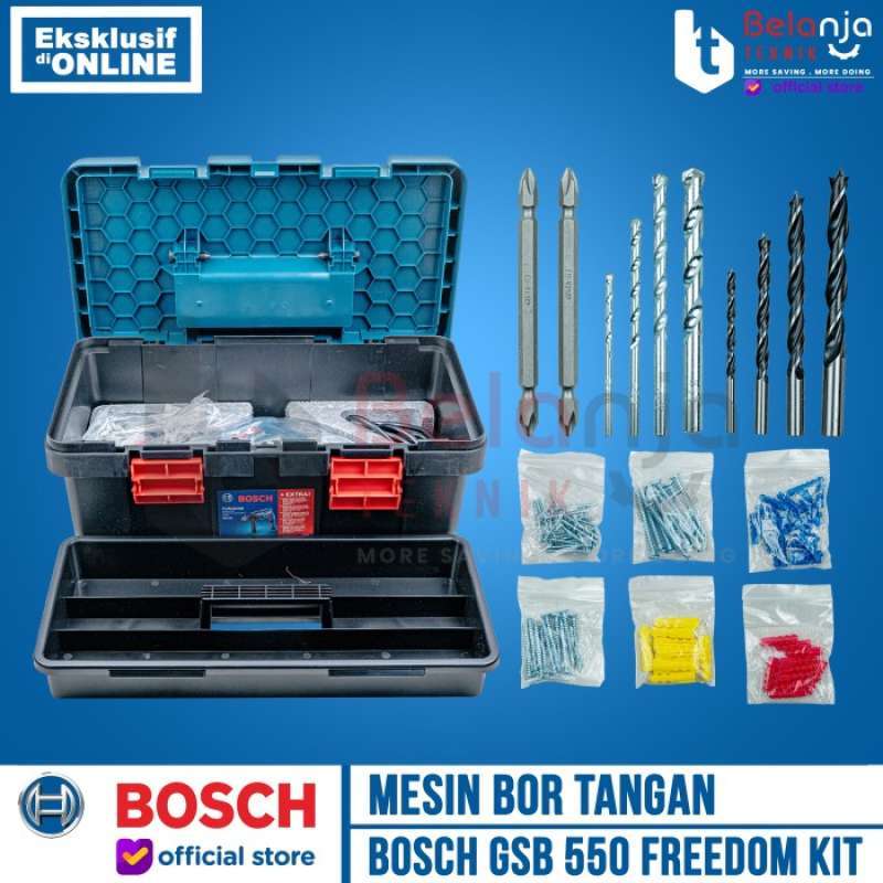 Promo BOSCH GSB 550 Freedom Kit Impact Drill Plus Mata Obeng SET 25 Pcs ...