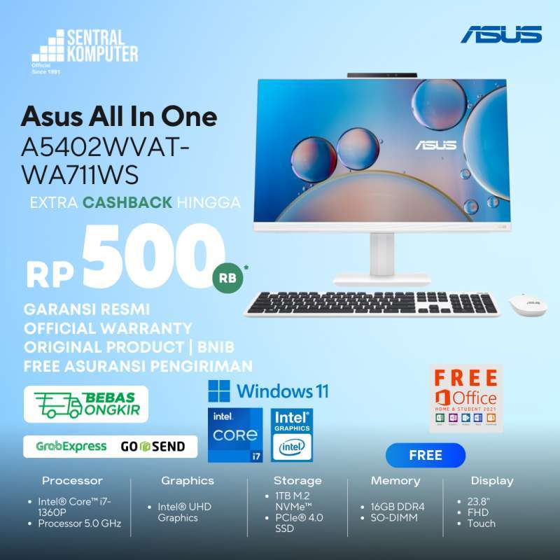 Jual Asus PC AIO A5402WVAT-WA711WS - i7-1360P 16GB 1TB SSD Win 11 & OHS ...