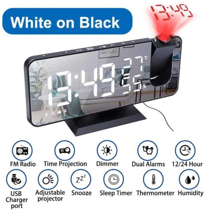 Promo New Jam Proyektor Digital Meja Fungsi Alarm Temperature Humidity ...