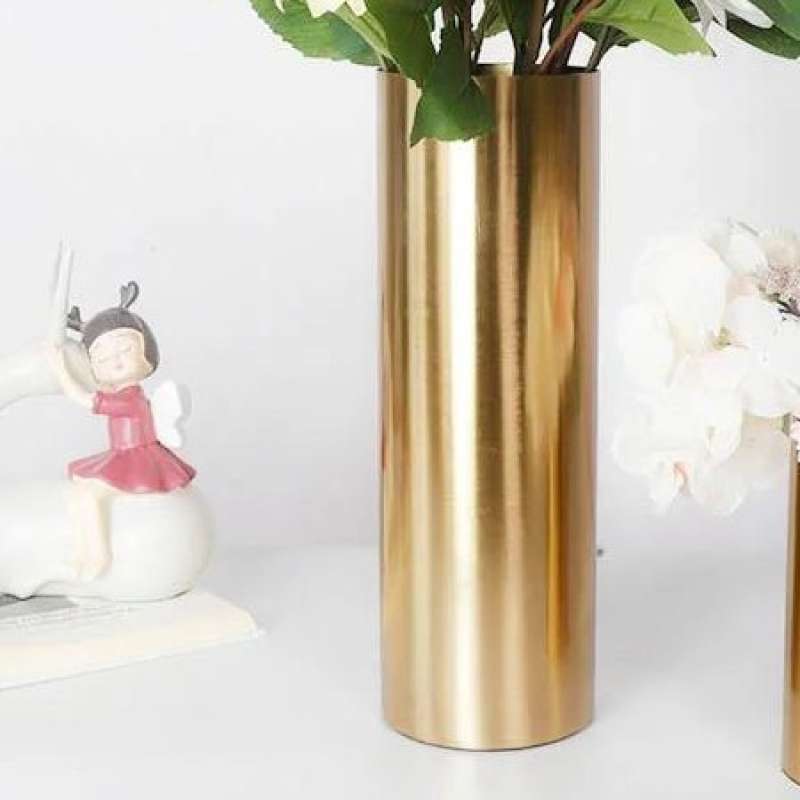 Promo New Vas Pot Bunga Gold Silinder Stainless Flower Vase Luxury Home ...