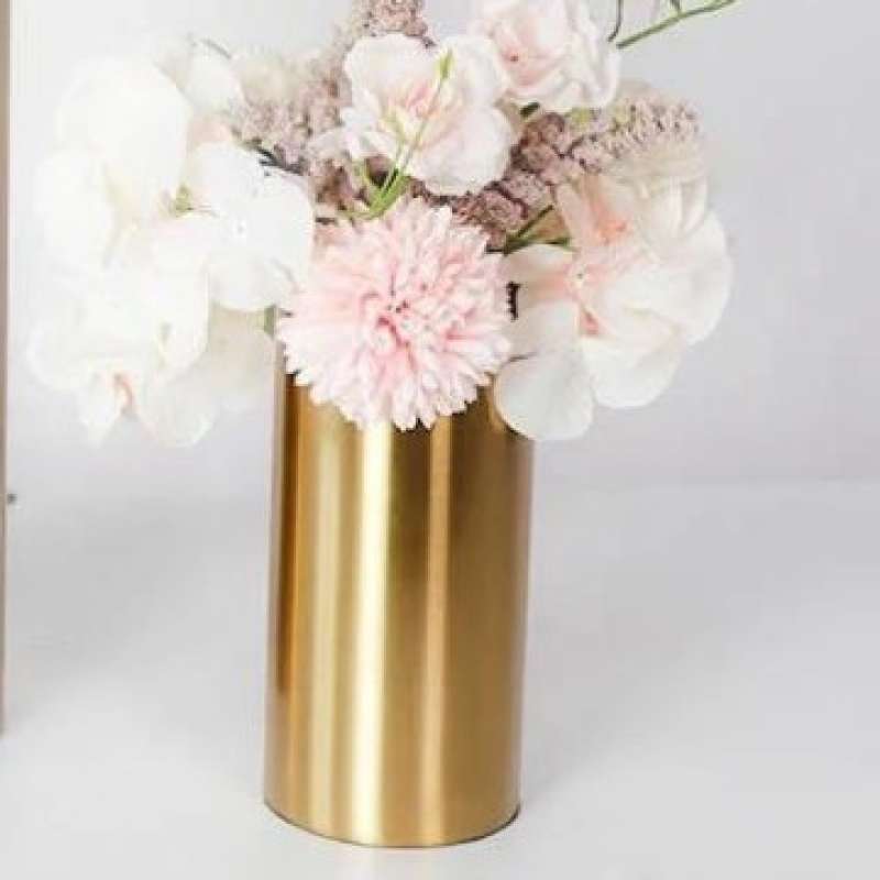 Promo New Vas Pot Bunga Gold Silinder Stainless Flower Vase Luxury Home ...