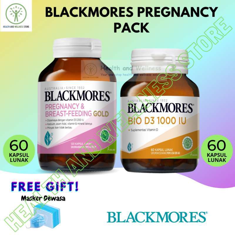 Jual PAKET BLACKMORES PREGNANCY AND BREASTFEEDING GOLD 60 KAPSUL LUNAK DAN BIO D3 1000 IU 60 ...