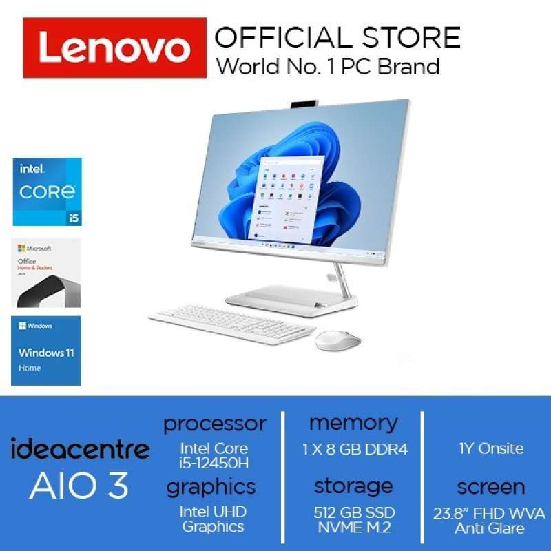 Promo Lenovo Ideacentre Aio 3 24iap7 Core I5-12450h 8gb 512gb Ssd W11+ohs Diskon 3% Di Seller ...