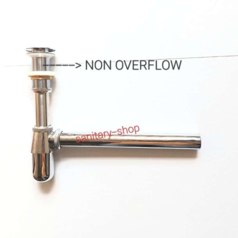 Promo New Sifon Botol Stainless + Afur Tekan Kuningan Overflow / Non Overflow - Non Overflow ...
