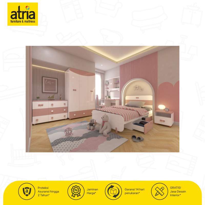 Promo Atria Set Tempat Tidur Anak Kazumi Ax-kb46 Pink/white Diskon 27% ...