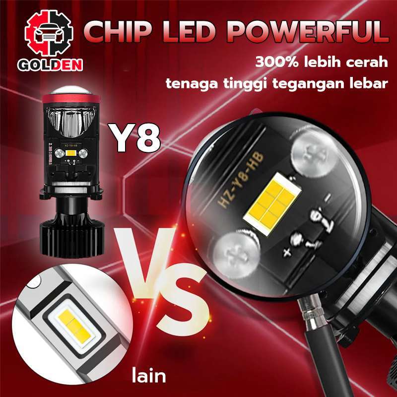 Promo 2PCS Lampu LED Motor Depan Mobil Lampu Led H4 Mini Projector Projie Y8 Super Bright Utama ...