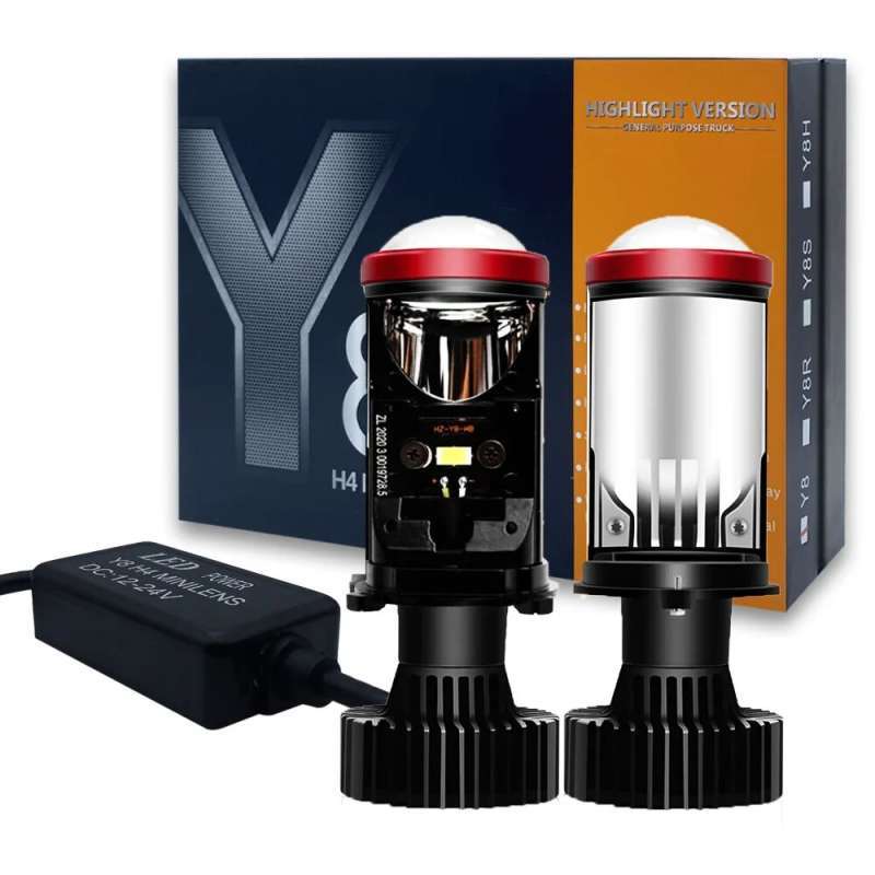 Promo 2PCS Lampu LED Motor Depan Mobil Lampu Led H4 Mini Projector Projie Y8 Super Bright Utama ...