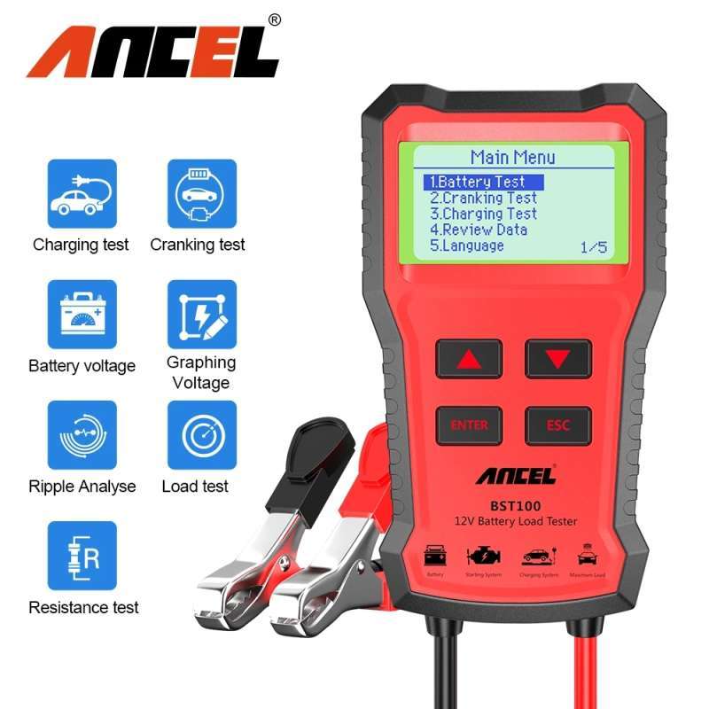 Promo BST100 12V Baterai Mobil Tester dengan Pengisian/Uji Engkol 30 ...