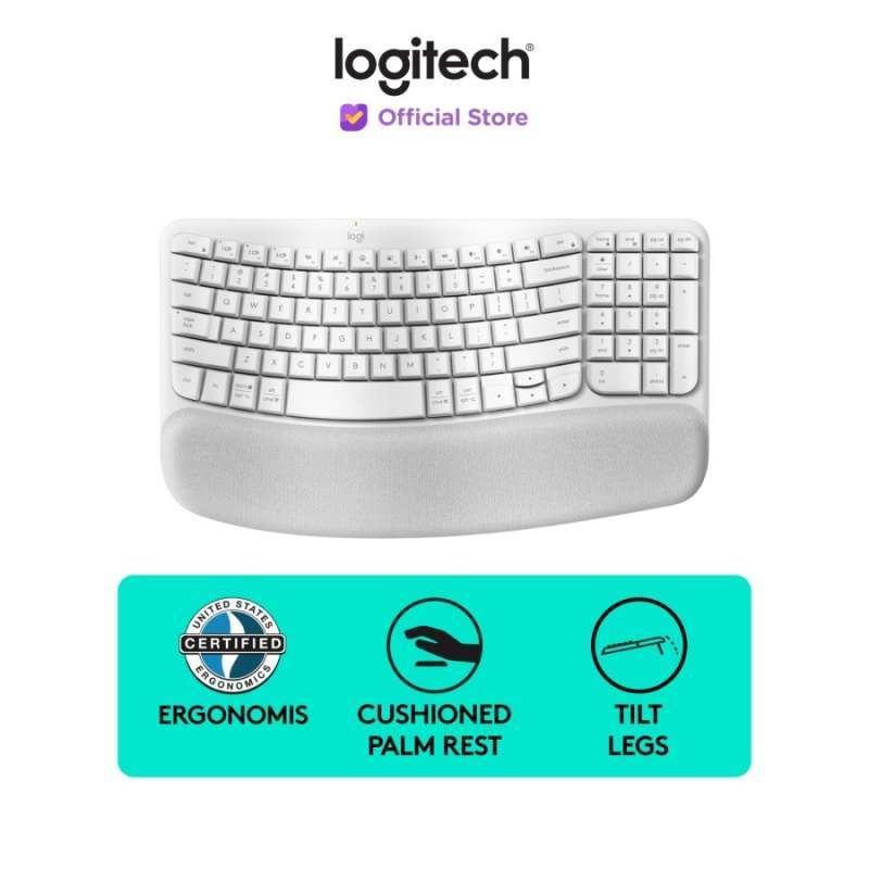 Jual Logitech Wave Keys Keyboard Ergonomic Wireless Bluetooth dan Palm ...