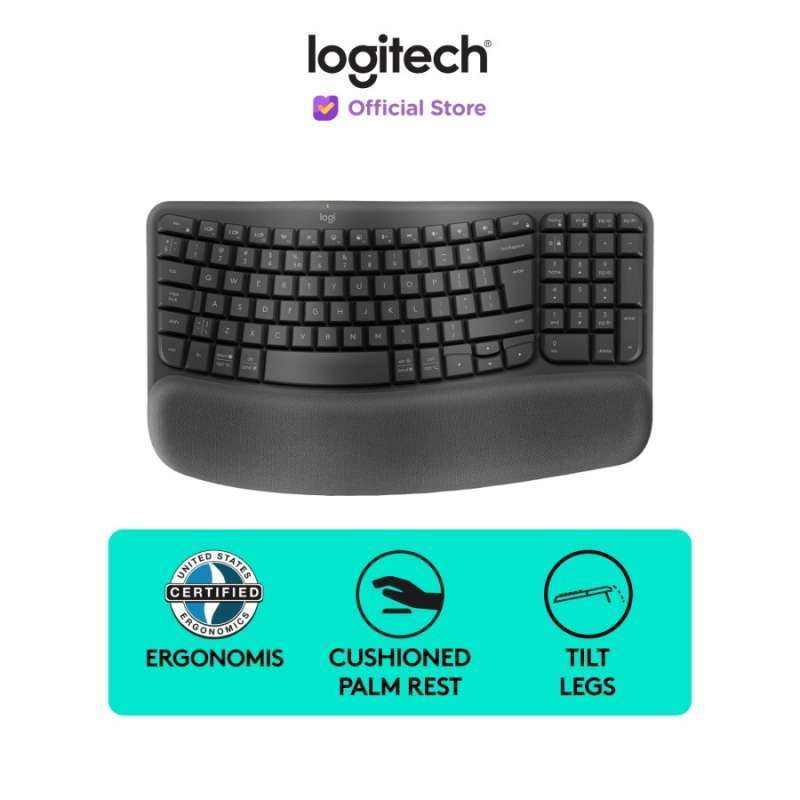 Jual Logitech Wave Keys Keyboard Ergonomic Wireless Bluetooth Dan Palm