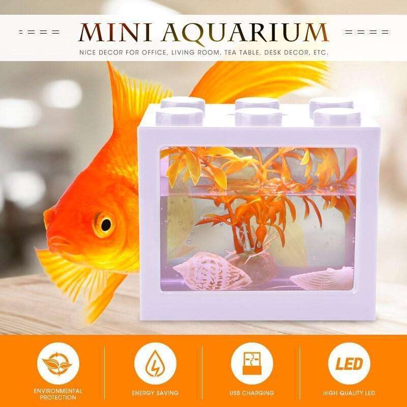 Jual Aquarium Mini Lego Block 4 Side Windows 12x8x10cm with White LED ...
