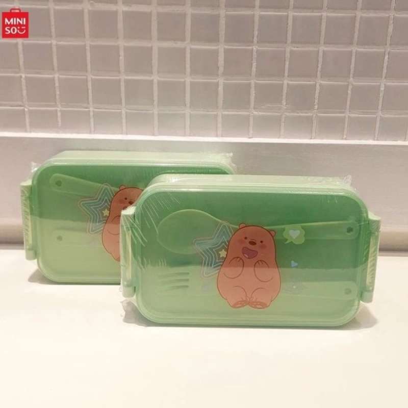Promo TEMPAT MAKAN WE BARE BEARS LUCU+SENDOK GARPU - MINISO BENTO BOX ...