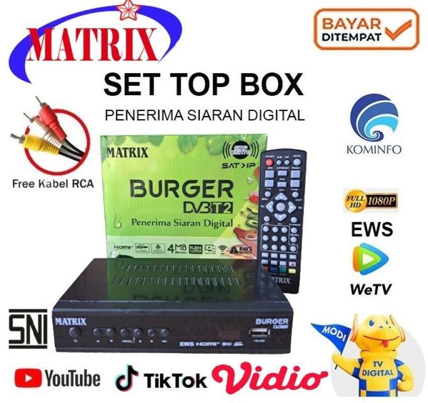 Promo New Set Top Box Matrix Burger Dvb-T2 Digital Full Hd Youtube Tiktok Diskon 27% di Seller ...