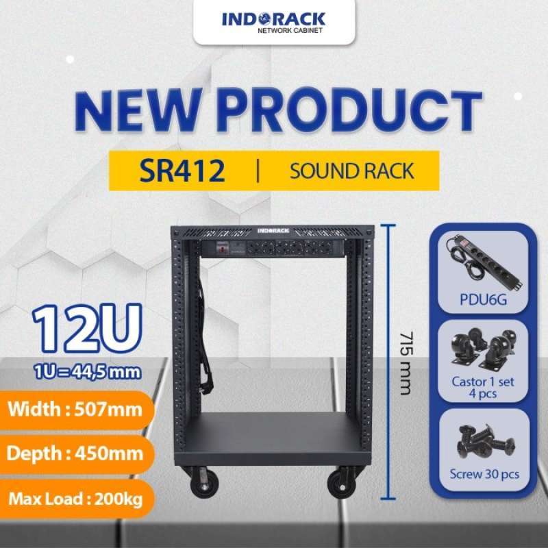 Promo SR412 SOUND RACK INDORACK 12U DEPTH 450MM RAK AUDIO SOUND SYSTEM ...