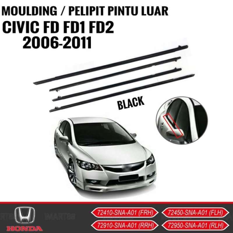 Jual Promo - Karet Pelipit List Pintu Kaca Luar Honda Civic Fd Fd1 Fd2 2006 - 2011 - Belakang ...