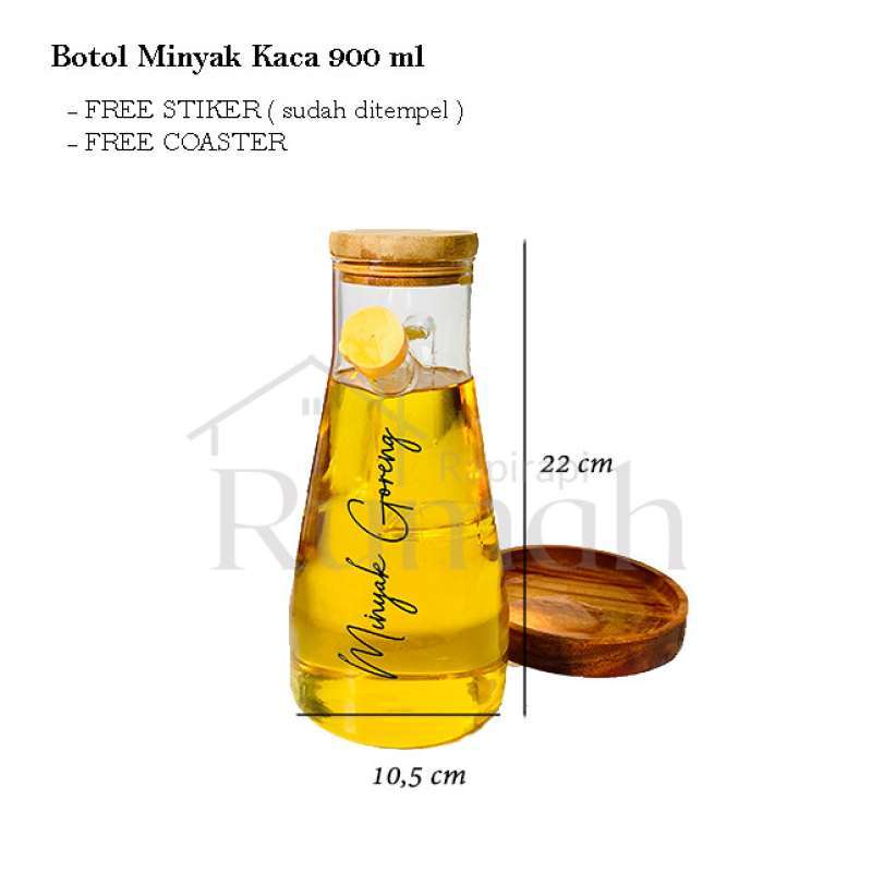 Promo Promo Botol Minyak Goreng Kaca 1 Liter 1000 Ml 900 Ml Tutup Kayu ...