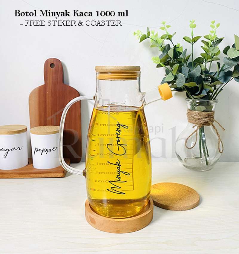 Promo Promo Botol Minyak Goreng Kaca 1 Liter 1000 Ml 900 Ml Tutup Kayu ...